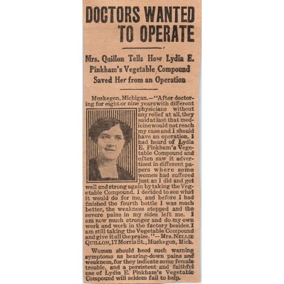None | Other | Lydia E Pinkhams Vegetable Compound Quackery 923 ...